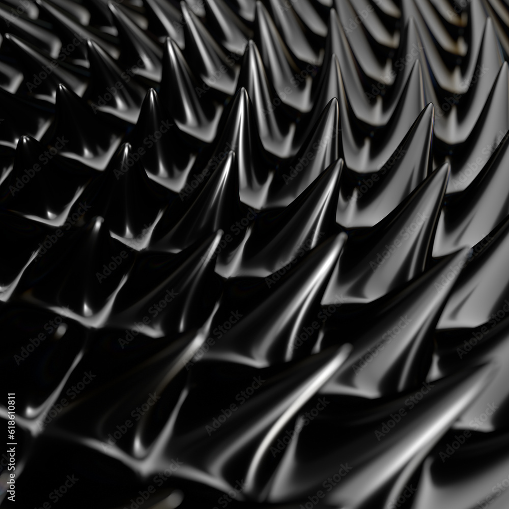 3d Spikey Abstract Ferrofluid Greyscale Background Stock Illustration ...