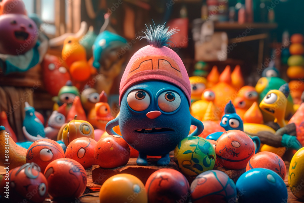 Cartoon characters in the building. Generative AI Stock Illustration ...