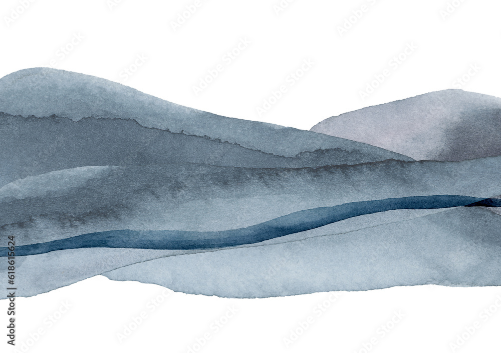 Ink Wave watercolor hand drawn stain blot. Wet paper texture background ...