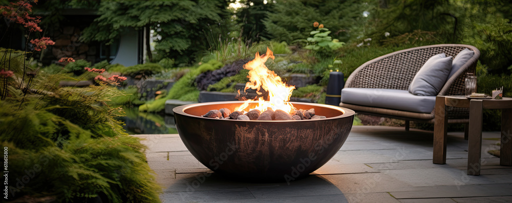 Fire pits outdoor fireplaces generative ai Stock Illustration | Adobe Stock