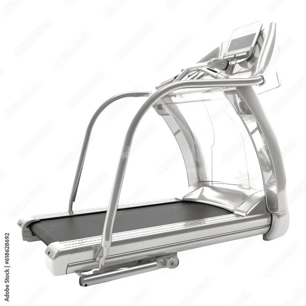 Silver Treadmill on transparent background, white background, isolate ...