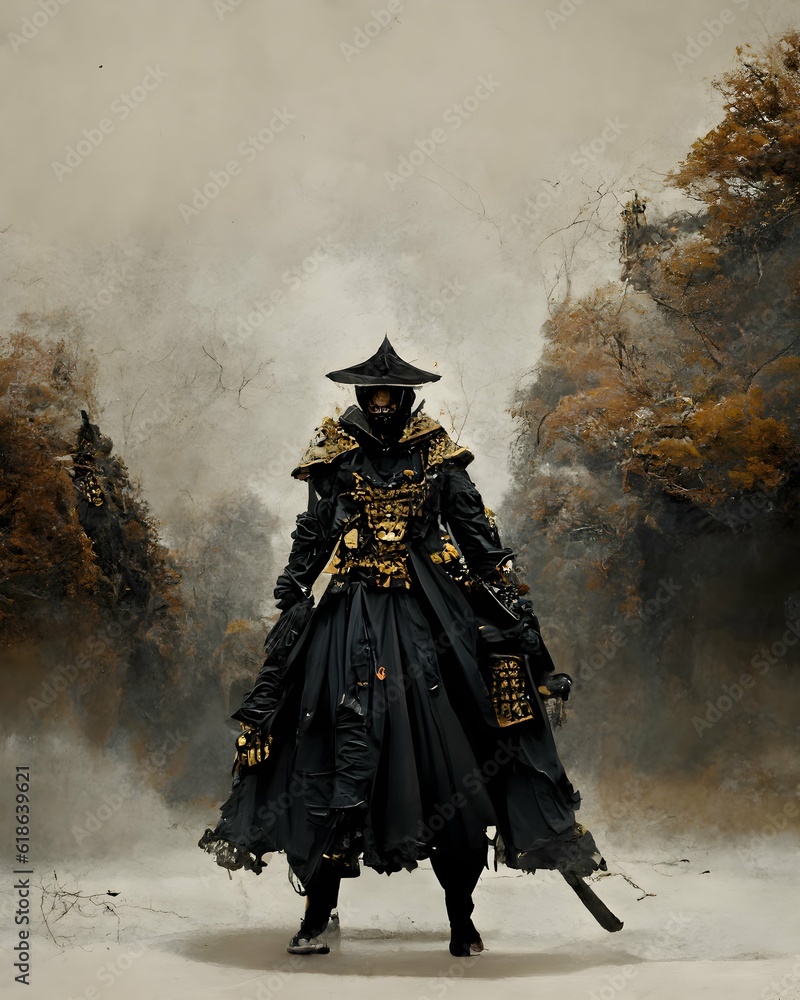 japanese steampunk werewolf samurai barbarian fighter full body ...