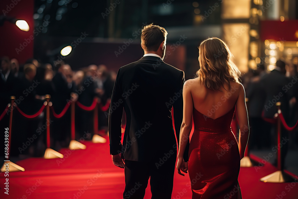 Red Carpet hallway with barriers and red ropes for Cinema and Fashion ...