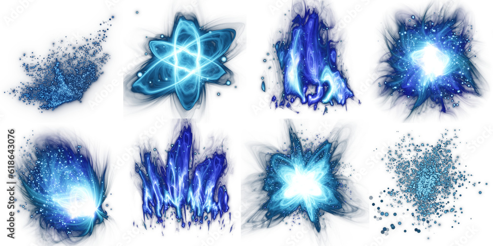 Game effects of magic beams, laser gun, energy shot and blast ...