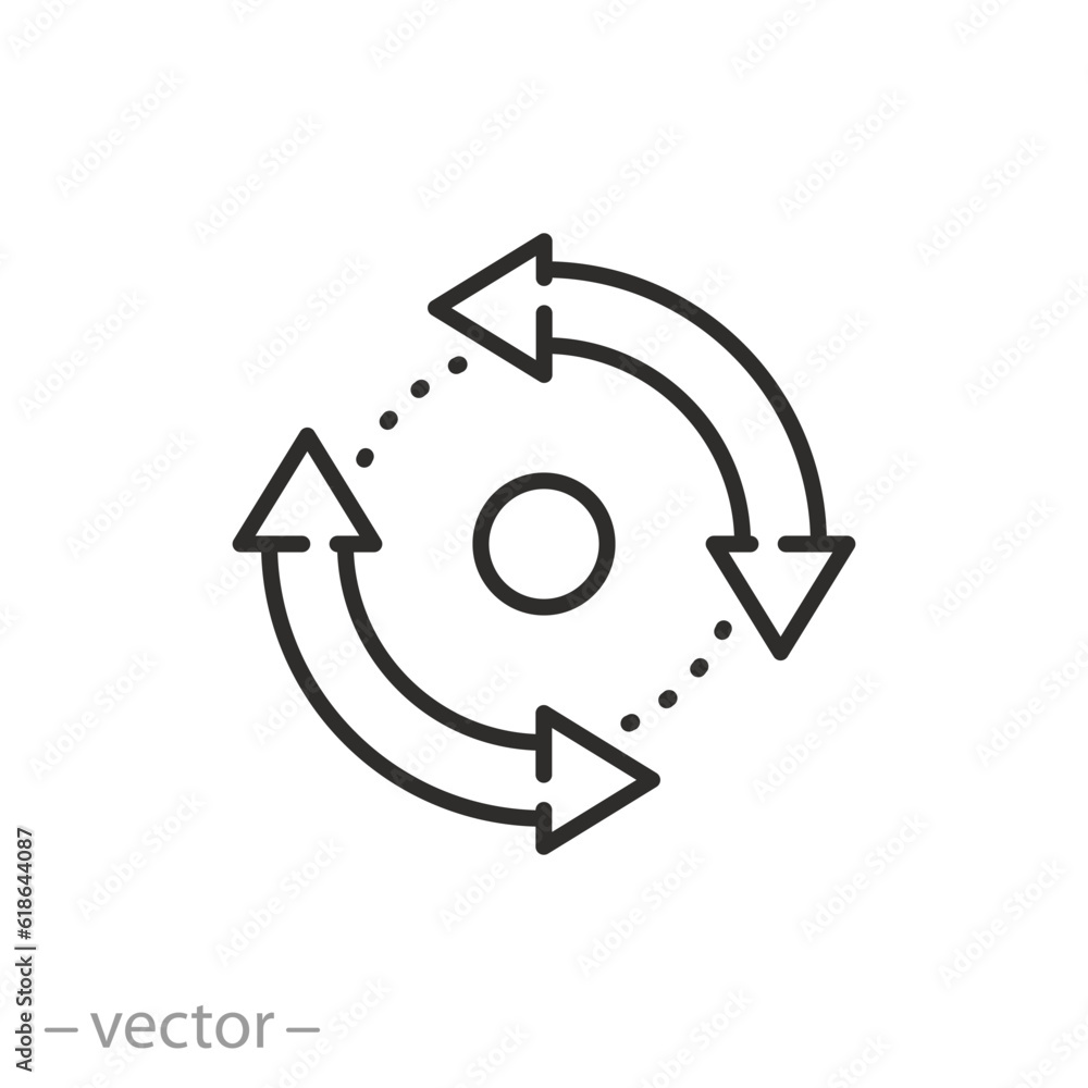 down or up twist icon, axis of rotation, arrows spin forward or back ...