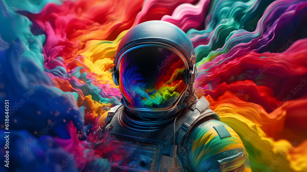 Abstract image of cosmonaut in colors of rainbow Stock Illustration ...