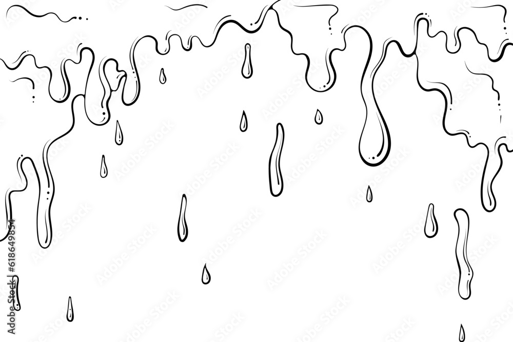 Dripping outline liquid, wax, honey, slime, paint. Melted chocolate or ...