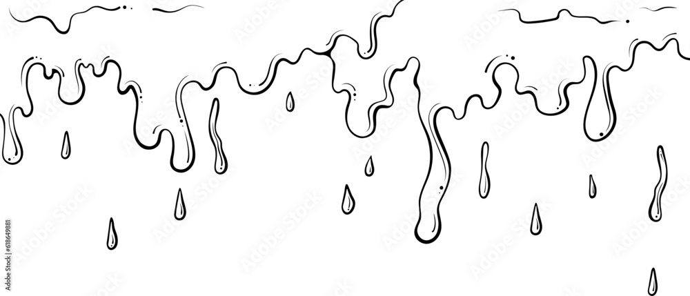 Dripping outline border liquid, wax, honey, slime, paint. Melted ...