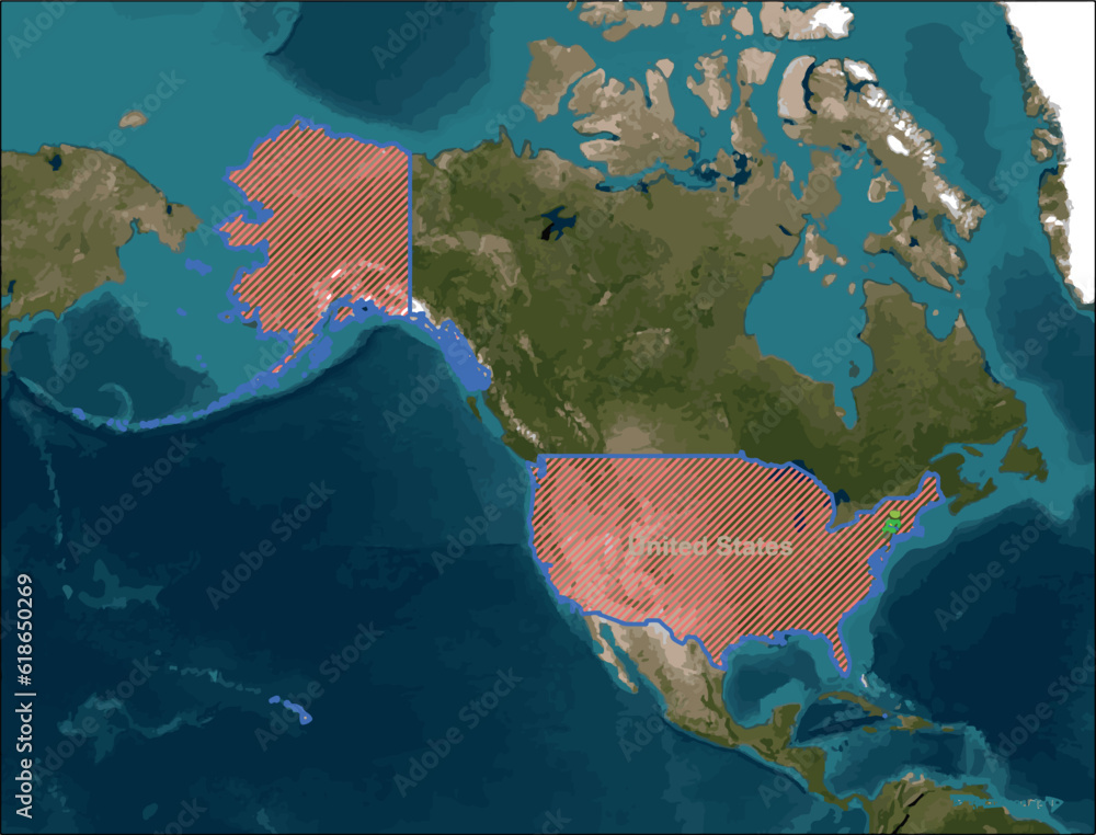 A global map shows the country and regions of the United States. The ...