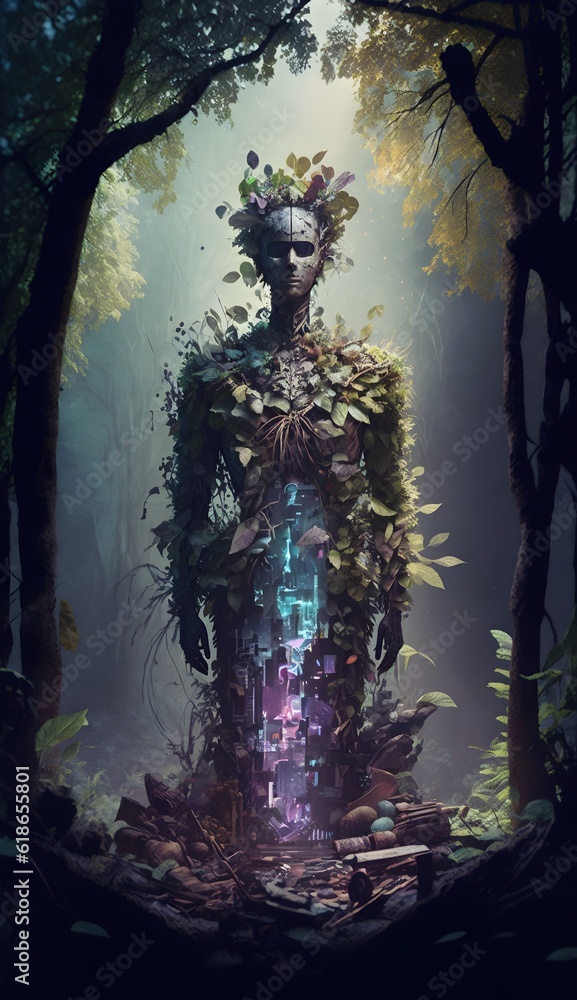A strange figure with a dynamic interpretive pose unveiling the etheric ...