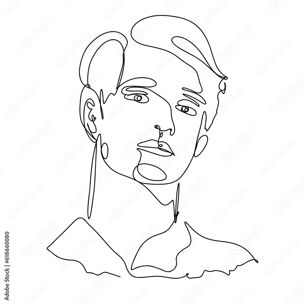 One line art of gorgeous man. One line art. One line art man. Stock ...