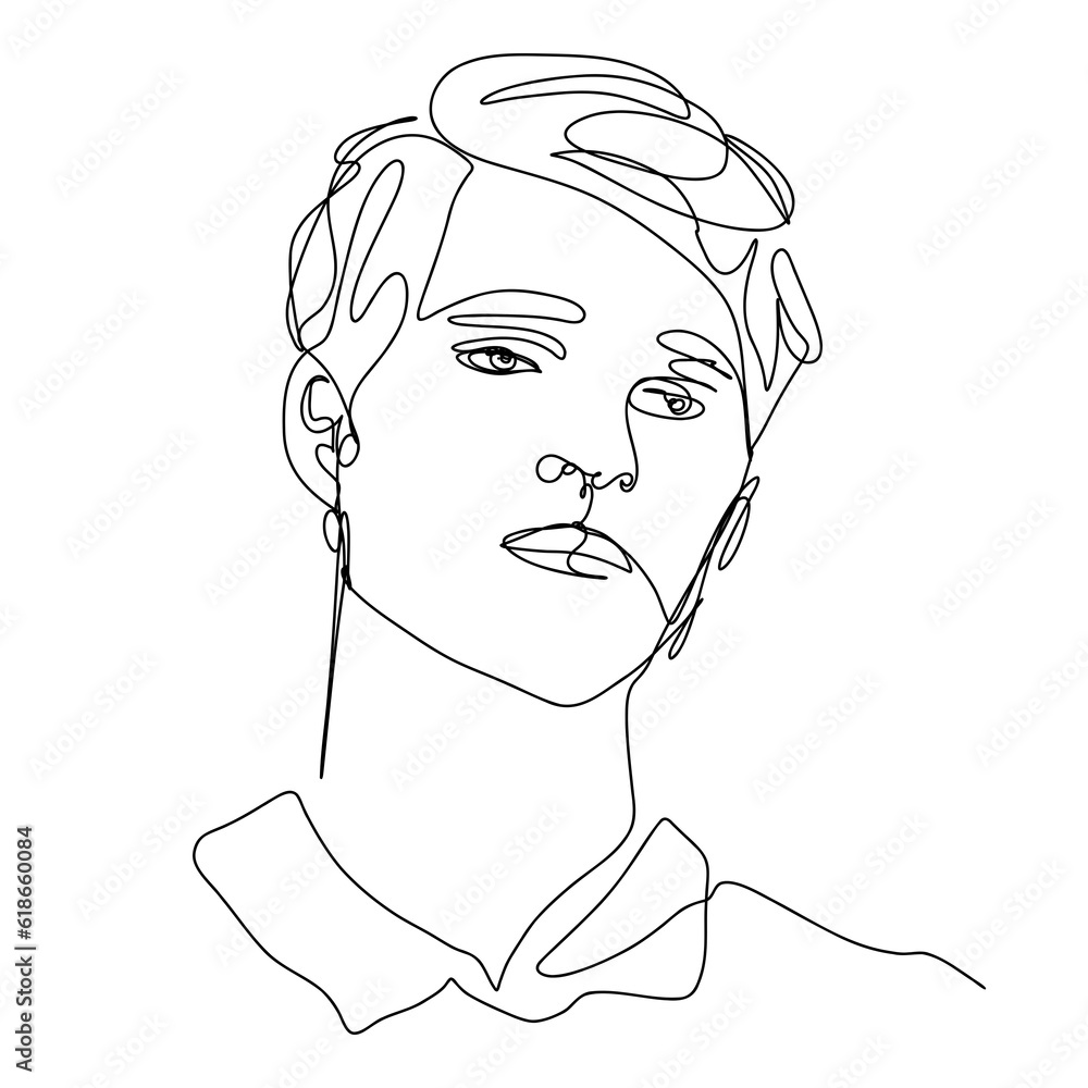 One line art of gorgeous man. One line art. One line art man. Stock ...