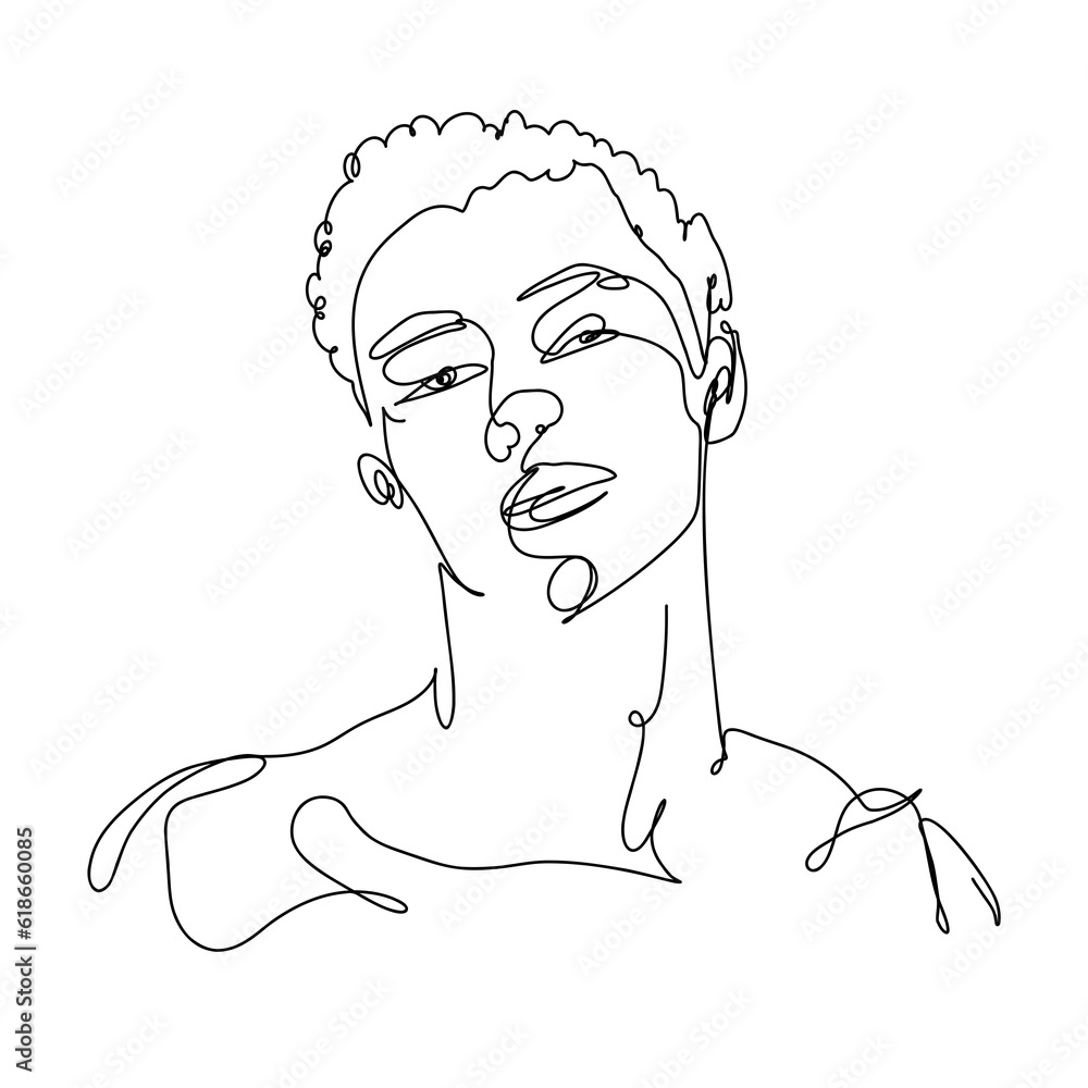 One line art of gorgeous man. One line art. One line art man. Stock ...