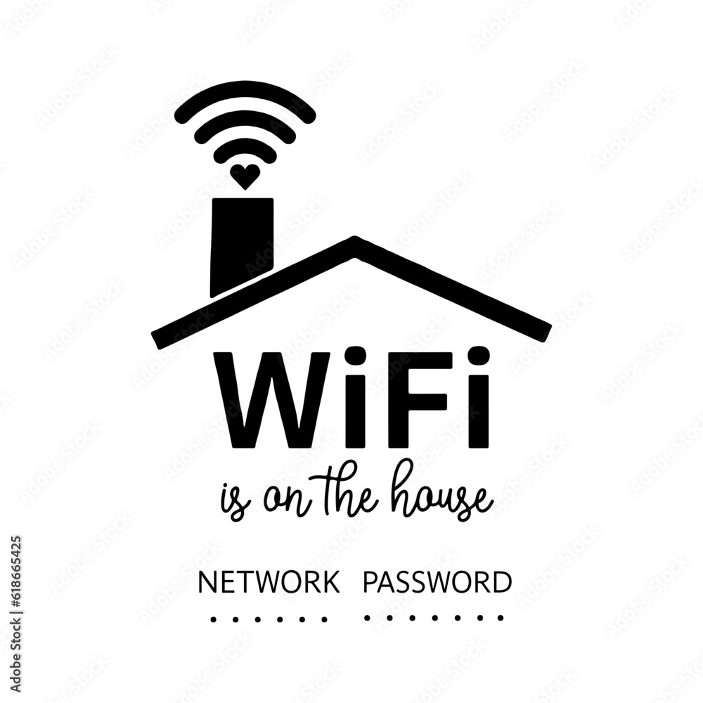 WiFi Password Sign Svg, Guest Room Sign, Home Sign Svg, Editable WiFi ...