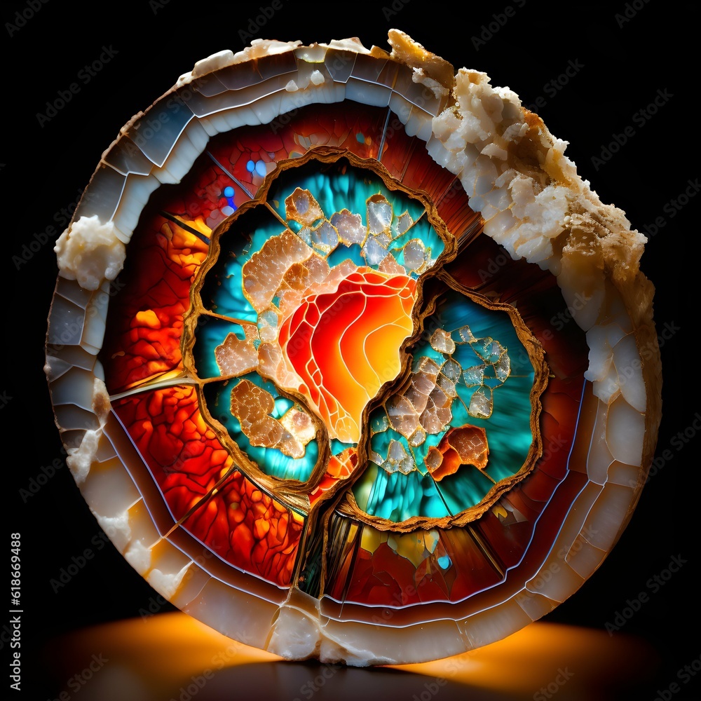 1024k resolution Stained glass cross section agate jasper fire opal ...