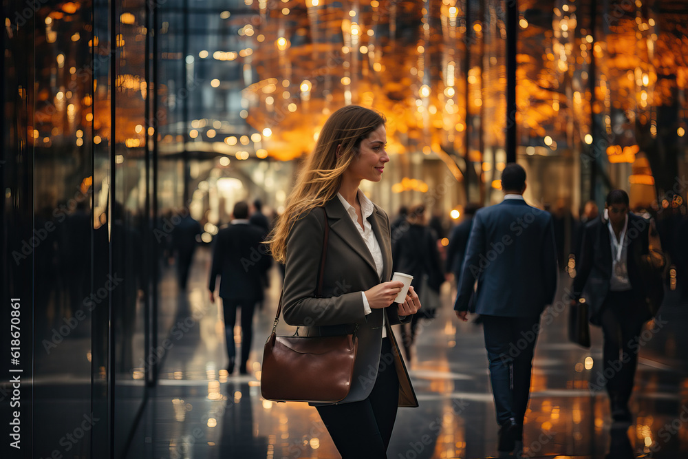 Fast Woman Walking On Street