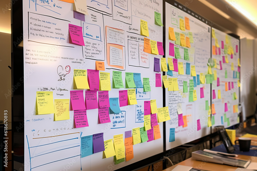 A board with post it notes displaying important business tasks and ...