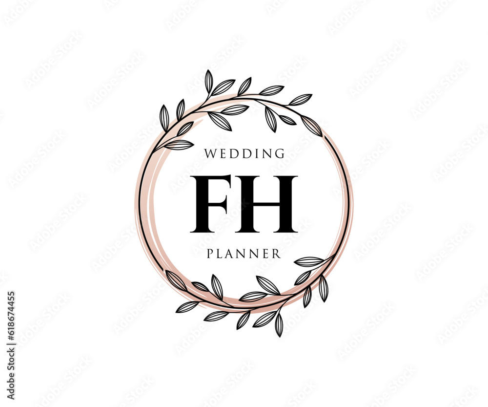 FH Initials letter Wedding monogram logos collection, hand drawn modern ...