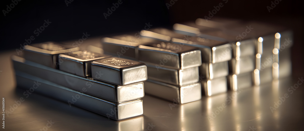 five bars of silver are stacked next to each other Generated by AI ...