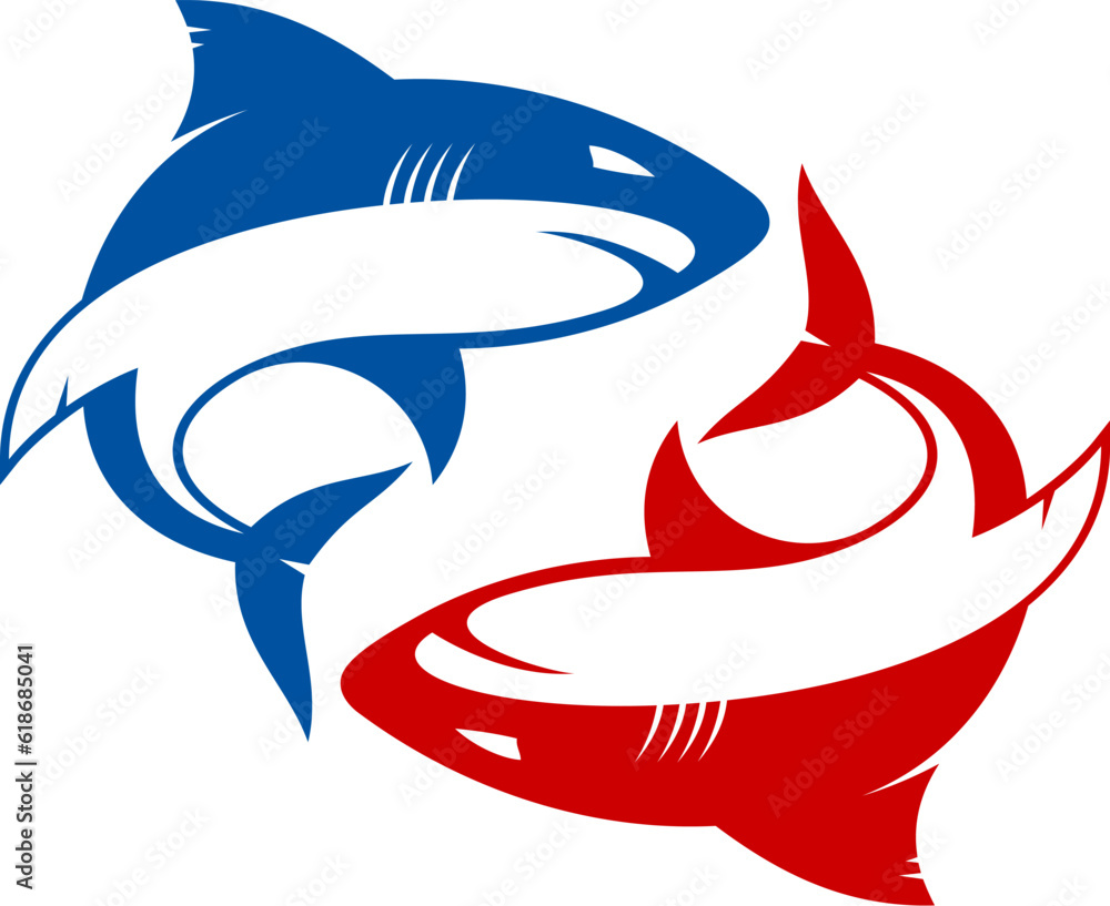 Twin shark with two colors Stock Vector | Adobe Stock
