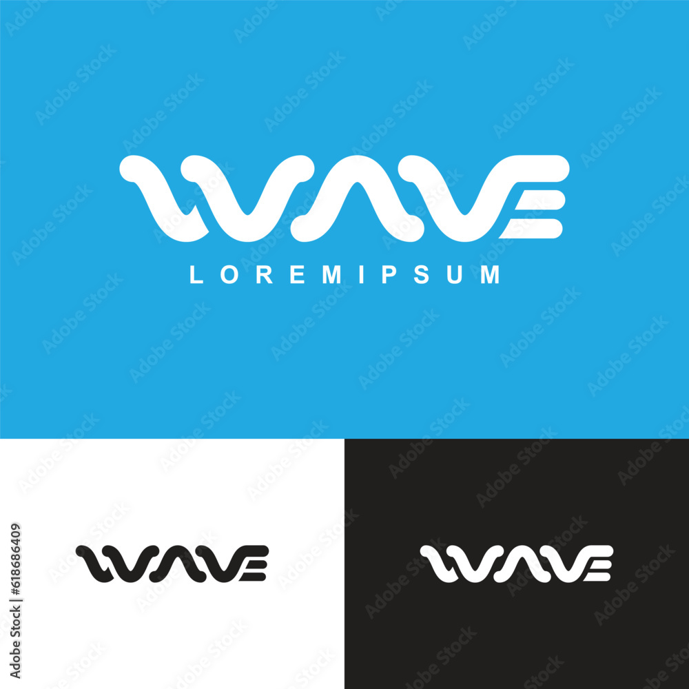wave wordmark design, wave vector logo concept design template Stock ...