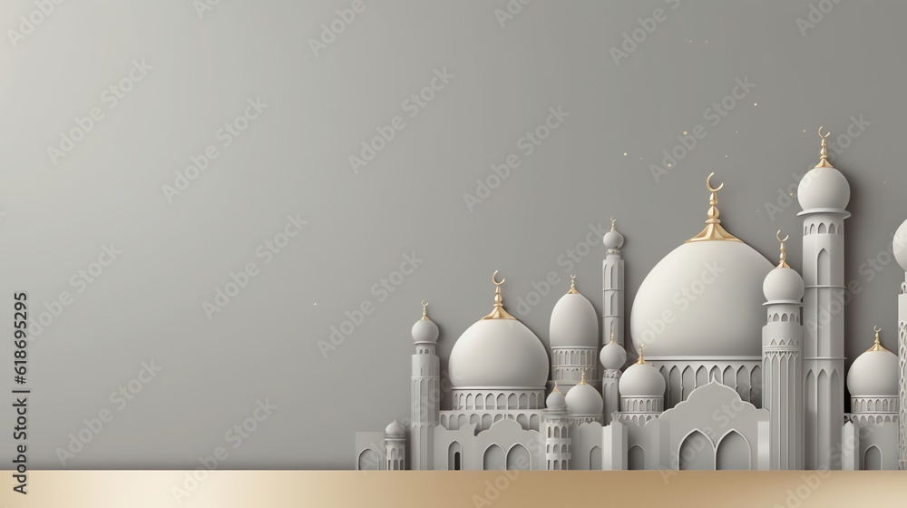 Islamic background for a mosque in gray, illustration for product ...