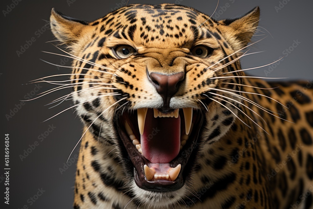 Jaguar Leopard Smiling Roaring Isolated Stock Illustration | Adobe Stock