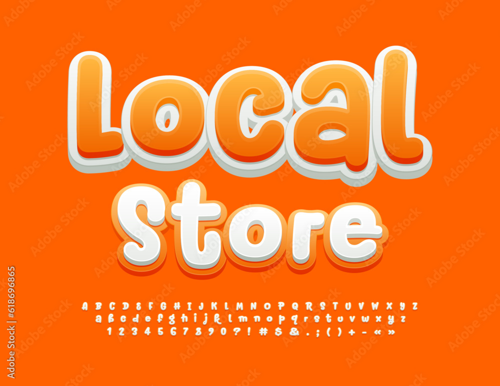 Vector creative Signboard Local Store. White and Orange bright Font ...