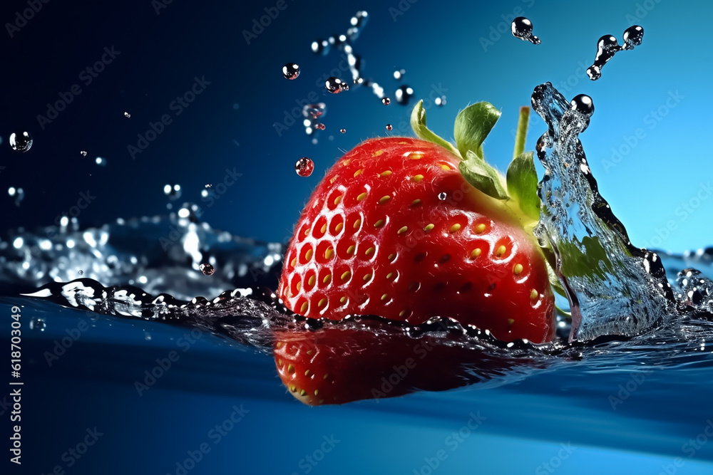 Strawberries in the water splash isolated background Stock Photo ...