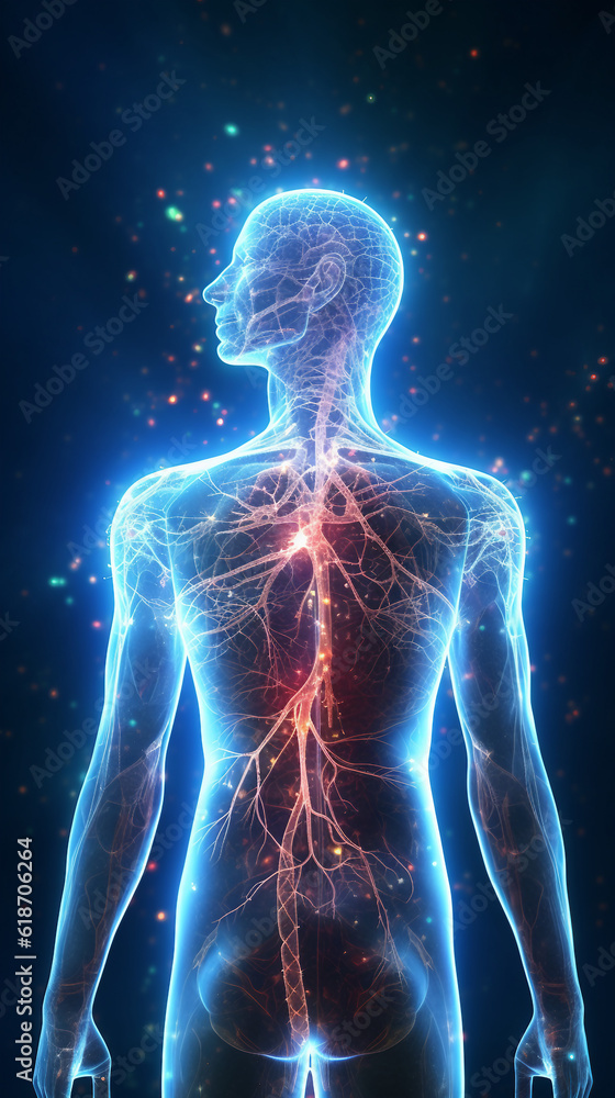Human body with circulatory system and blood vessels. Generative ai ...