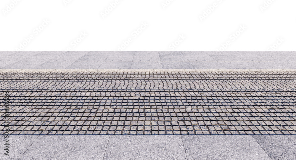 Empty pedestrian road with two sidewalks in PNG isolated on transparent ...