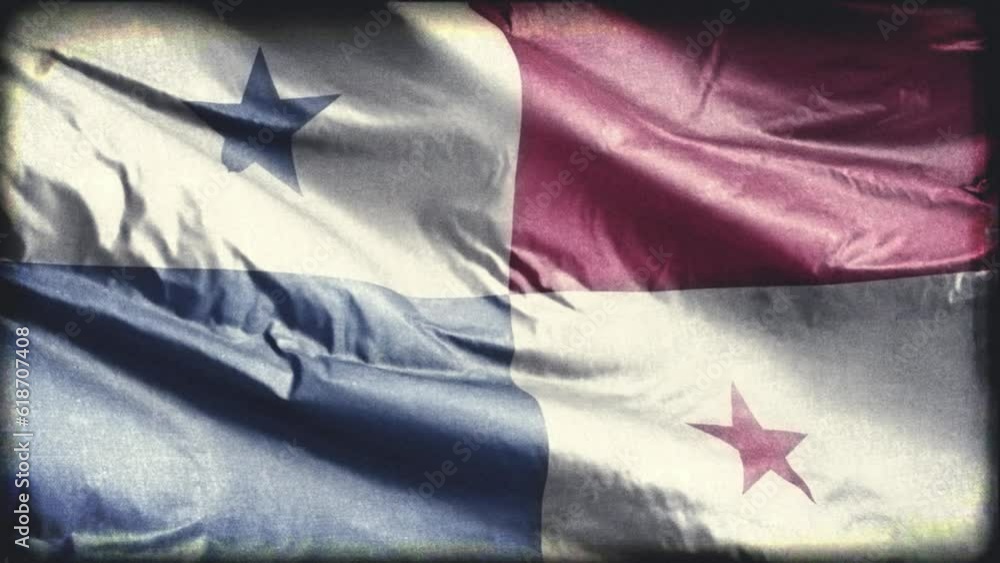 Retro aged Panama flag waving on the wind. Old vintage Panamanian ...