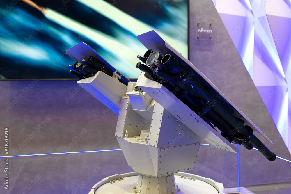 KRONSHTADT, RUSSIA - JUNE 24, 2023: Air defense turret mount "Komar" is ...