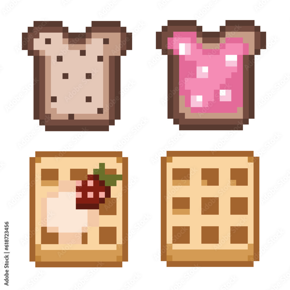 Square waffle pixel art. Waffles with jam Vector illustration. Stock ...