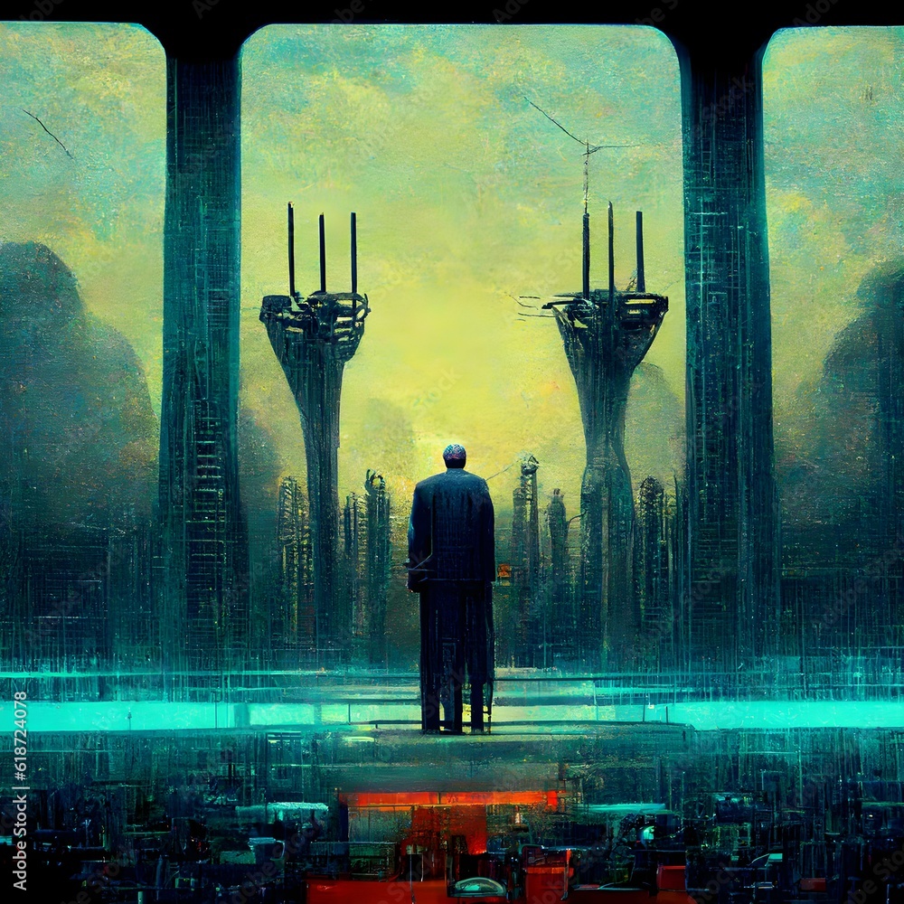 council of technocrats cables and wires in the background cyberpunk ...