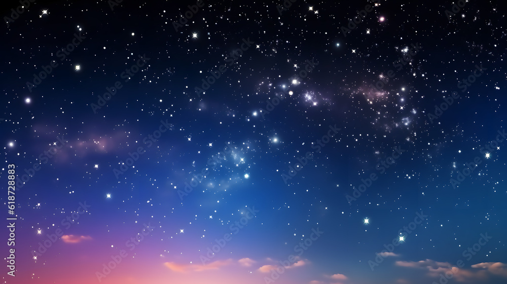 Wonderful blue night with bright milky way and galaxy, Beautiful many ...