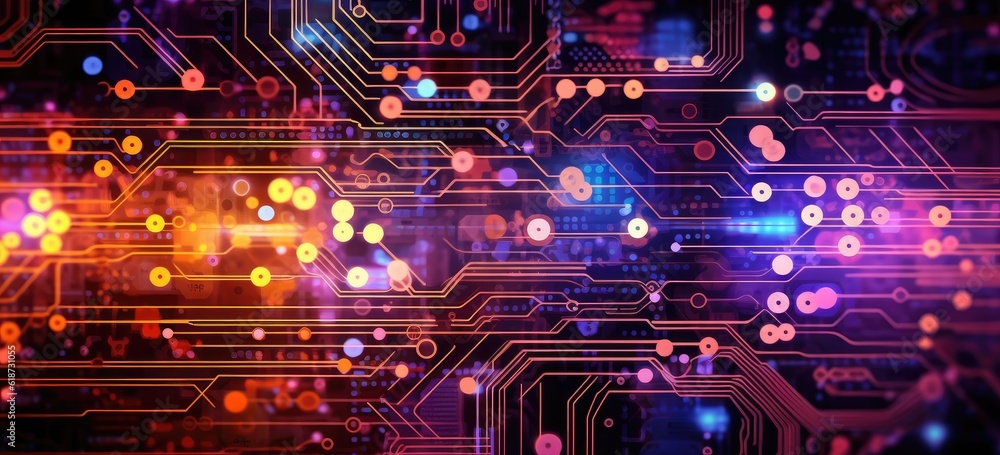 VIvid abstract electronic circuitry background. Generative AI based ...