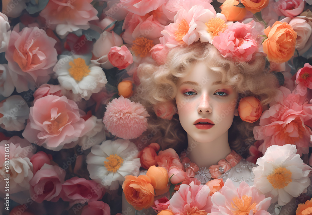 Fashion surreal Concept. Closeup portrait of stunning beautiful woman ...