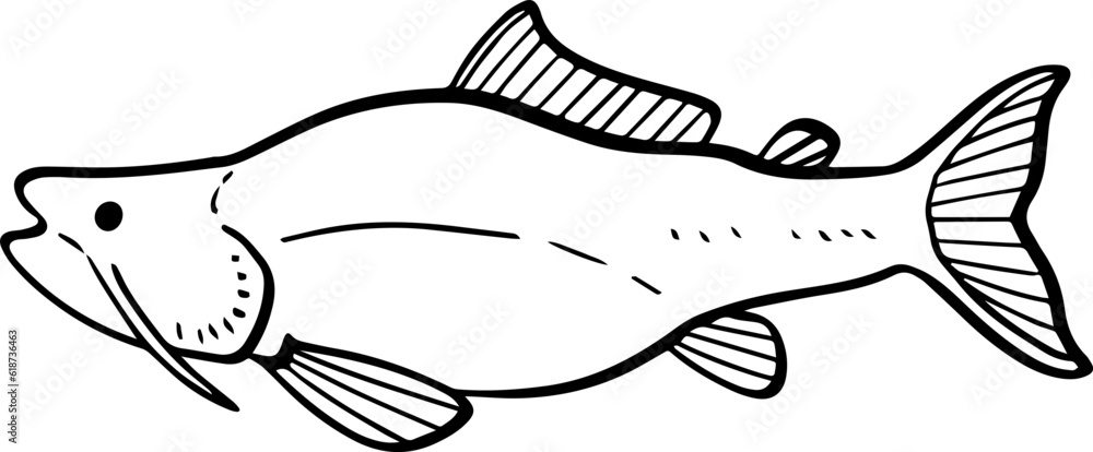 cartoon fish drawing illustration. Stock Vector | Adobe Stock