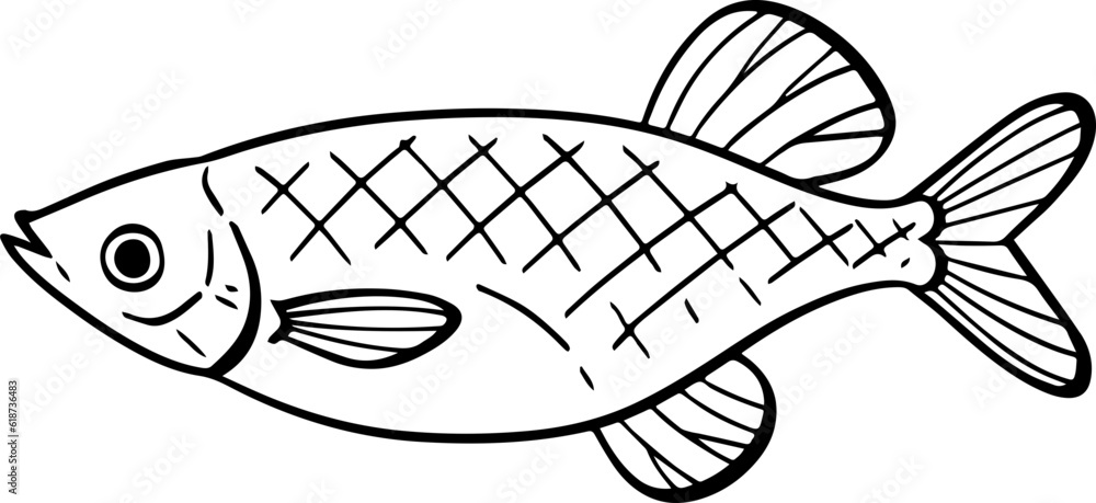 cartoon fish drawing illustration. Stock Vector | Adobe Stock