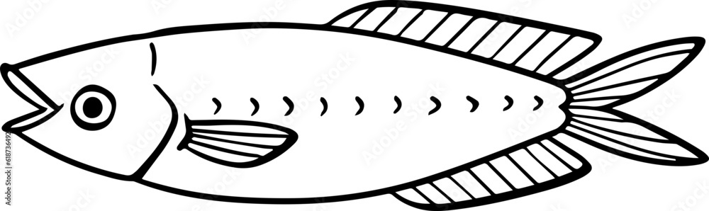 cartoon fish drawing illustration. Stock Vector | Adobe Stock