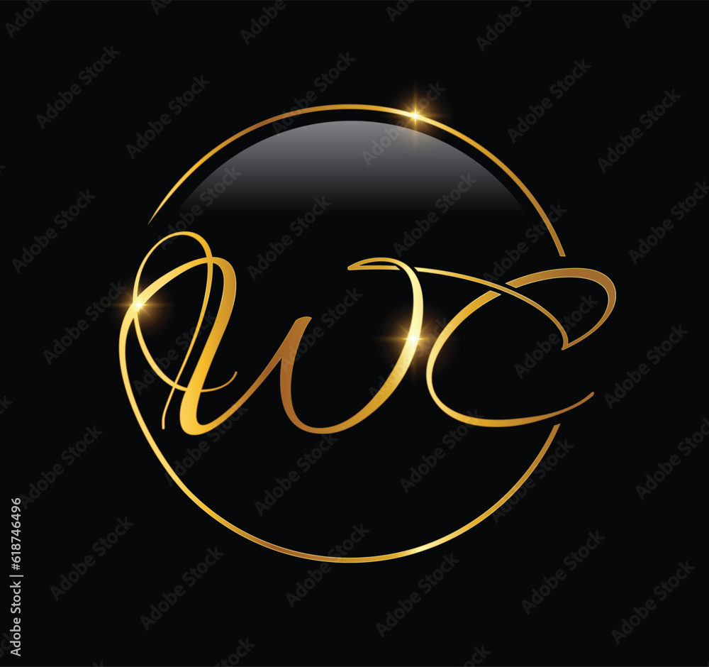 A vector illustration A vector illustration of Golden wc Monogram ...