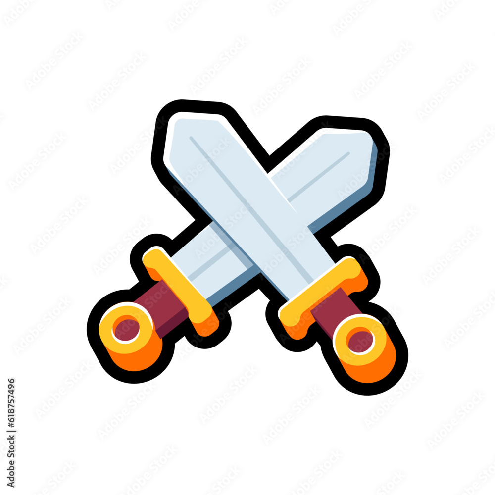 Isolated flat 3d swords icon for game, interface, sticker, app. The ...
