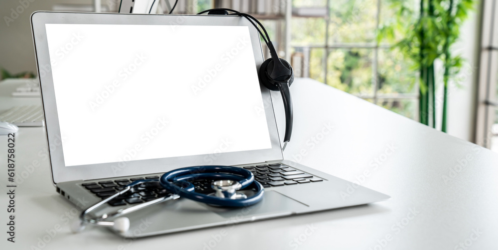 White empty screen on modish computer for your design mock up on the ...