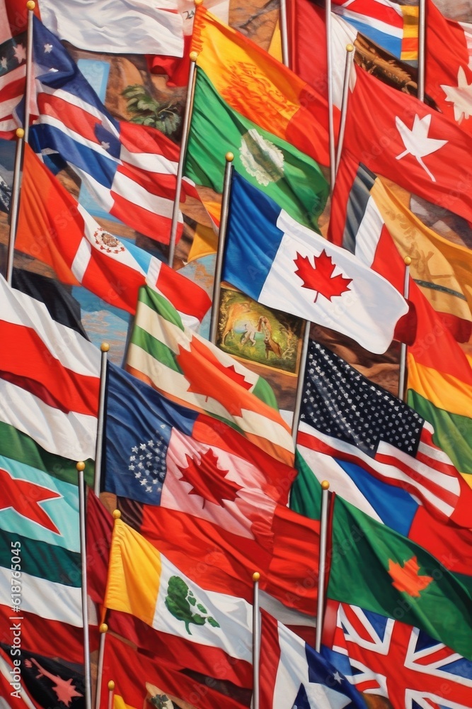 variety of flags from different countries, created with generative ai ...