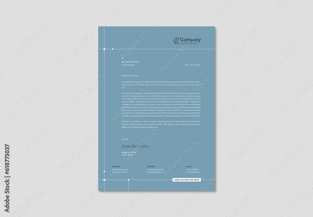 Modern Blue Letterhead Template Stock Template | Adobe Stock