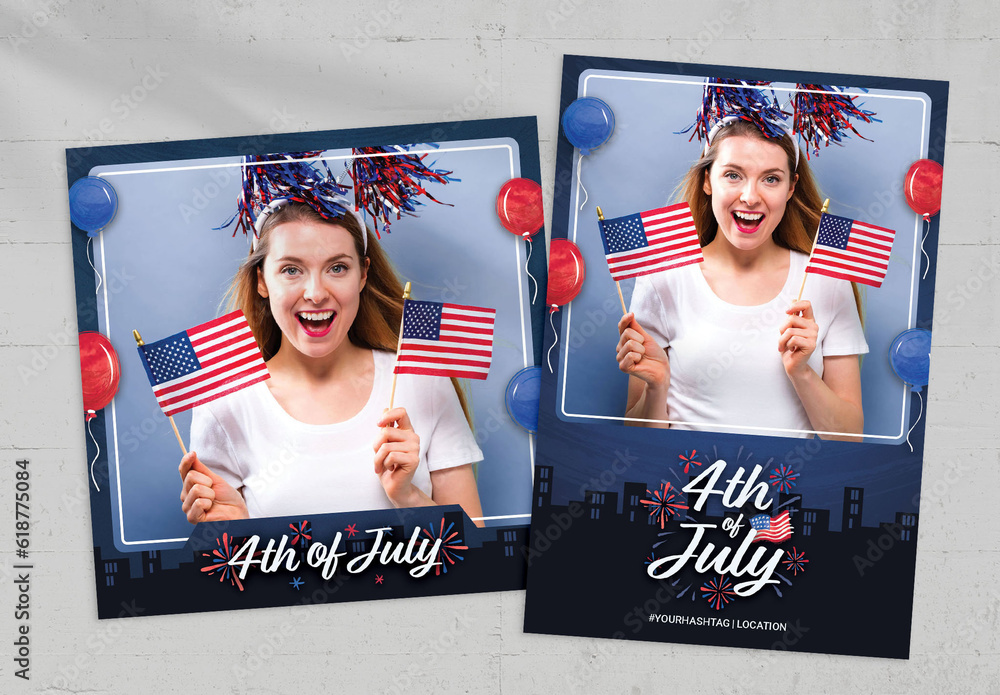 4th July Photo Card Layout Stock Template | Adobe Stock