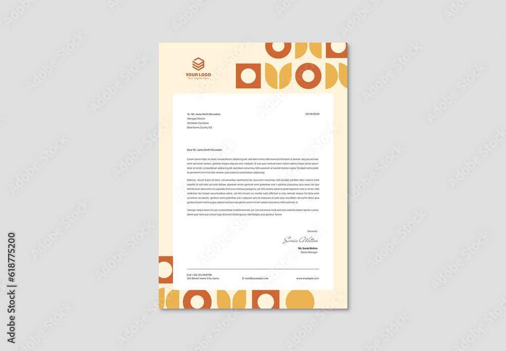 Modern Letterhead Template with Creative Pattern Stock Template | Adobe ...