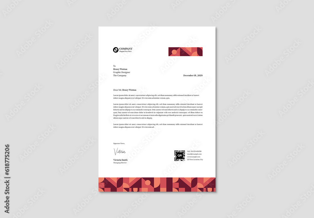 Letterhead Template with Modern Geometric Pattern Stock Template ...