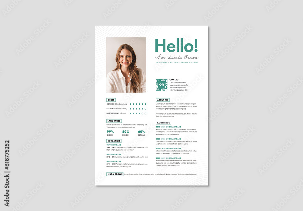 Modern CV Resume Layout Stock Template | Adobe Stock